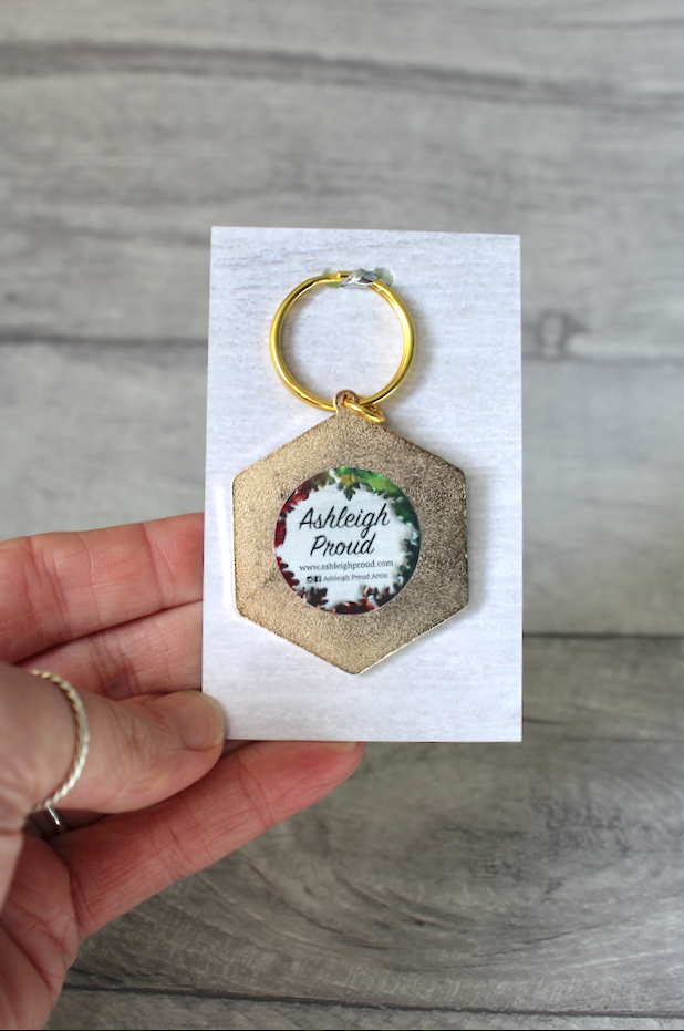 Honeycomb and Bee Keyring – Ashleigh Proud